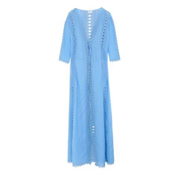 Charo Ruiz | Swim | Charo Ruiz Ibiza Blue Angela Eyelet Caftan Beach ...
